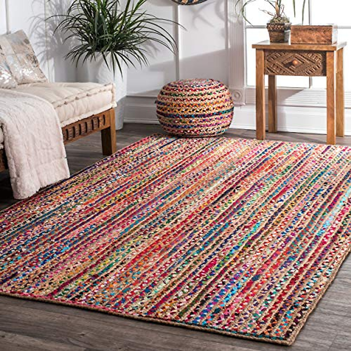 nuLOOM Aleen Bohemian Cotton/Jute Area Rug, 6' x 9', Multi