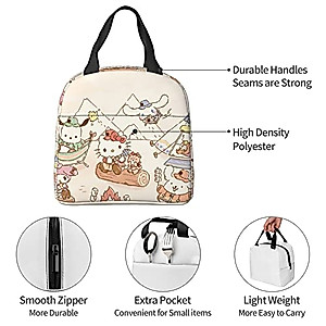 xyndbik Anime Cute Lunch Bag for Women and Girls Kawaii Insulated Lunch Box Reusable Tote Bag with Pocket for Work Office Picnic