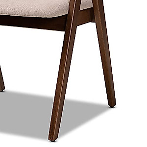 Baxton Studio Danton Dining Chair Beige Fabric Upholstered and Walnut Brown Finished Wood 2-Piece Dining Chair Set