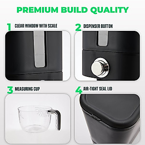 Rice Dispenser 20 lbs I Rice Storage Container 20 lbs with Sponge, Scoop & Rice Measuring Cup I Airtight Rice Container with Lid I Best Food Dispenser Rice Bucket I Cereal Dispenser for Pantry