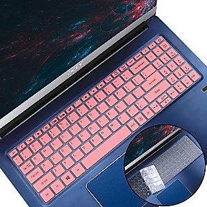 2PCS Keyboard Cover for 15.6” Acer Aspire 5 Slim Laptop A515-55 A515-55T A515-55G A515-43 A515-44G A515-54 A515-54G, Acer Aspire 3 A315/Swift 3 SF315,15.6 inch Protective Skin-Pink+Clear