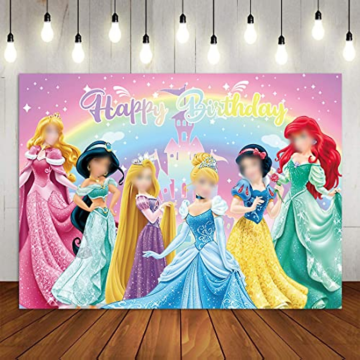 Princess Birthday Backdrop Princess Theme Photography Background Girls Party Supplies Princess Baby Shower Decorations Cake Table Banner Kids Photo Booth Props 7x5FT