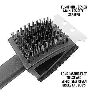 Barbecue Grill Brush Stainless Steel BBQ Easy Clean Tool Universal 3 in 1 Premium Brush