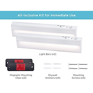 BLACK+DECKER Battery Operated Under Cabinet Lighting, Motion Sensor On/Off, Warm White LED, Stick-On Install for Kitchen & Closets - 2 Bars