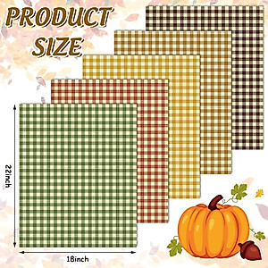 Whaline 10Pcs Fall Cotton Fabric Bundles 18 x 22 Inch Autumn Buffalo Plaid Fat Quarters Checkered Quilting Patchwork Squares Plaid Sewing Fabrics for Harvest Thanksgiving DIY Handmade Craft Decor