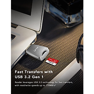 Lexar Micro SD Card Reader, USB 3.2, Up to 170MB/s Read/Write Speed for MicroSDXC/SDHC TF Memory Card (LRW330U-BNBEG)