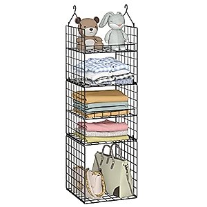 Yociyoga 5 Tier Closet Organizers and Storager, Adjustable Hanging Shelf Metal Wire Wardrobe Basket with 2 Sturdy Hooks for Bedroom, Livingroom (Black)