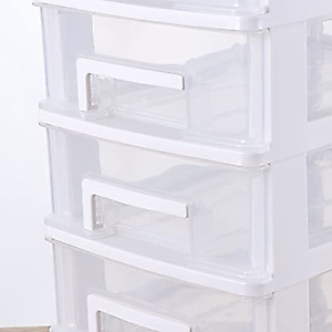 YARNOW 5- Layer Plastic Storage Box Desktop Storage Drawer Units Multifunctional Sundries Storage Container for Home Office White