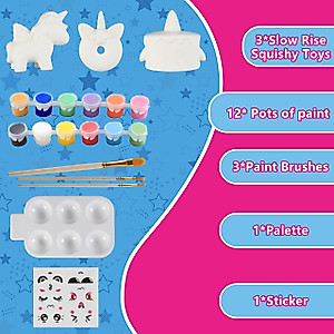 Jim&Gloria Paint Your Own Squishies, Jumbo Squishy Gifts for Girls and Boys 8 9 10 11 12 13 14, Arts and Crafts for Kids, Party Favors for Birthday, Valentines Gift for Kids, Pack of 3