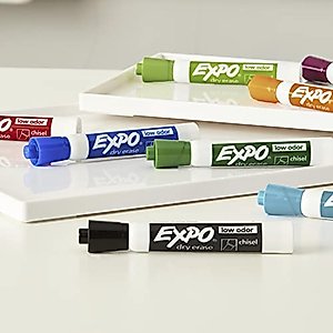 EXPO Low Odor Dry Erase Markers, Chisel Tip, Black, 12 Count