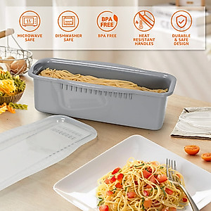 Swift Pasta Fix: Microwave Pot with Strainer Lid for Speedy Draining - Cook Your Favorite Pasta Dish in No Time