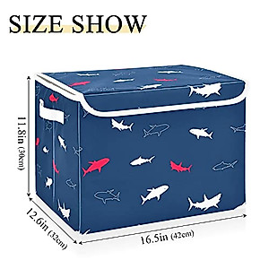 Kigai Cute Shark Storage Baskets for Shelves Foldable Closet Basket Storage Bins with Lid for Clothes Home Office Toys Organizers