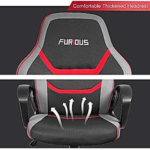 Toszn Office Chairs, Gaming Chair Swivel Ergonomic Computer Desk Chair with Mesh Padded Seat Adjustable Video Gamer Chairs for Teens, Back Support and Nylon Armrest Red