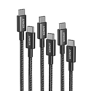Anker 333 USB C to Cable 3-Pack (3.3ft+6ft+10ft,100W), 2.0 Type Charging Fast Charge for MacBook Pro 2020, iPad Air 4, Samsung Galaxy S21, Pixel, Switch, LG(Black)