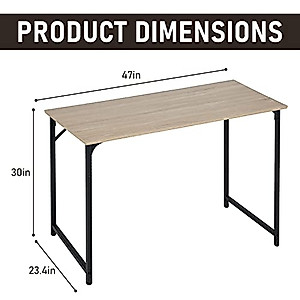 47 inch Computer Desk Home Office Desk Writing Study Table Modern Simple Style PC Desk with Metal Frame Gaming Desk Workstation for Small Space，Nature