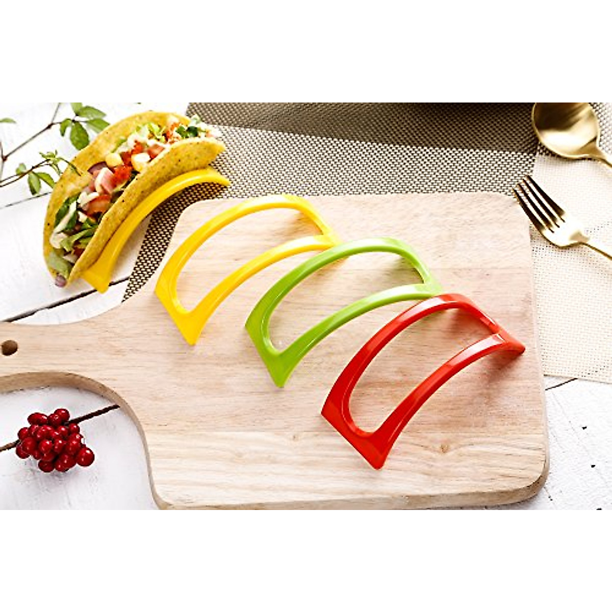 Stackable Taco Stand Up Holders,Colorful Non Toxic BPA Free Rack, Set of 18, 3 Colors