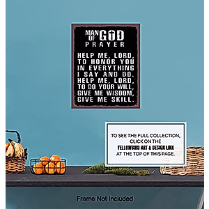 Religious Wall Art & Decor for Men - Christian Catholic Gifts for Men, Husband, Him - Inspirational Spiritual Motivational Poster Picture Print Sign - Man of God Prayer - Office, Man Cave, Church