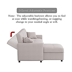 Sdorens Sectional Sleeper Sofa Couch, L Shape Sofa Couch with Ottoman, Reversible Sofa Couch with Pull-Out Bed and Storage for Living Room (Gray)