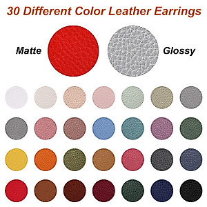 30 Pairs of Teardrop Double-sided Leather Earrings with 30 Color for Women Jewelry Fashion and Valentine Birthday Party Gift