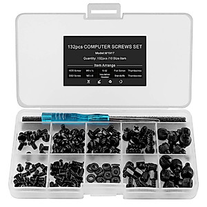 132pcs Personal Computer Screw Standoffs Set Kit for Motherboard Box HDD SSD Fan - with Screwdriver