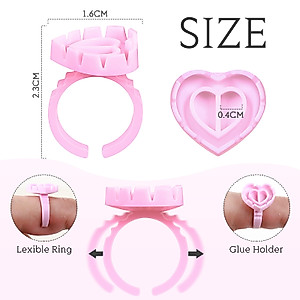 1000 Pcs Glue Rings for Eyelash Extensions Disposable Lash Glue Rings for Beauty Salons Lash Glue Holder Lash Fanning Glue Cups Eyelash Extension Supplies (Heart Style)