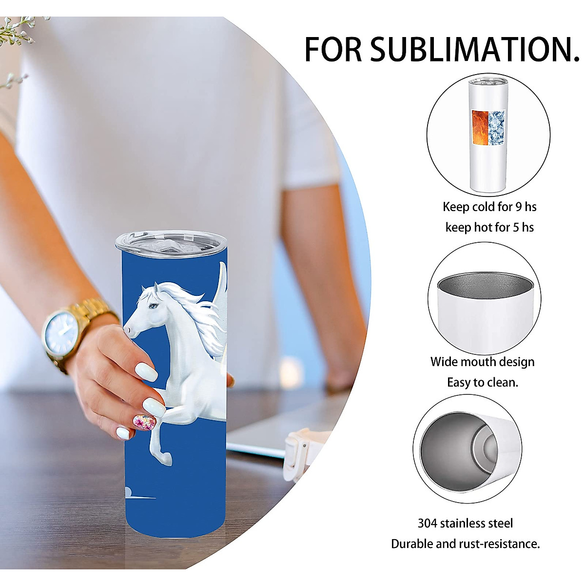 Tswofia 8 Pack Straight Sublimation Tumblers Set 20 Oz Skinny, Stainless Steel Skinny Sublimation Tumbler Blank With Shrink Wrap Film Lid Straw Set,Individually Boxed, Not Tapered