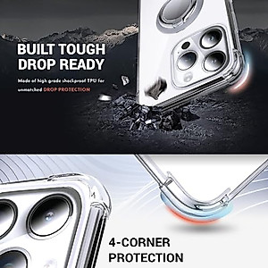 Silverback Crystal Clear for iPhone 14 Pro Case with Ring Stand, Slim Soft TPU Shockproof Protective Phone Case, Shock Absorption Bumper Case for Apple iPhone 14 Pro 6.1 inch