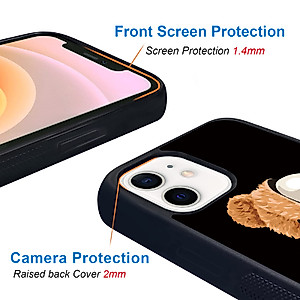 FANXI Skeleton Bear Phone Case Compatible with iPhone 12 Mini - Shockproof Protective Cute Cool Bear Designed for Case 12 Mini 5.4 Inch Case for Men Girls Women Black Brown