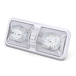 Leisure LED 5 Pack RV LED Ceiling Double Dome Light Fixture ON/Off Switch Interior Lighting for Car/RV/Trailer/Camper/Boat DC 11-18V Natural White 4000-4500K 48X2835SMD (Natural White 4000-4500K, 5)