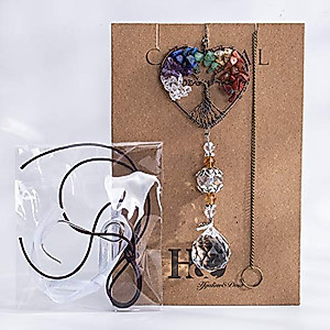 H&D HYALINE & DORA Suncatcher Window Hanging Tree of Life Heart Shaped Crystal Ball Prism Drop Pendant