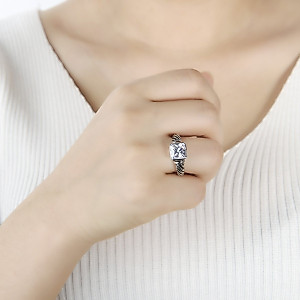 UNY Jewel Twisted Cable Wire Petite CZ Ring Designer Inspired Fashion Brand Christmas Valentine Women Dupes Jewelry Gift (Black, 6)