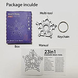 23-in-1 Snowflake Multitool Stainless Steel Multitool,Chxico 23-in-1 Stainless Multi-tool with Key Ring,Gift for Christmas(Silver)