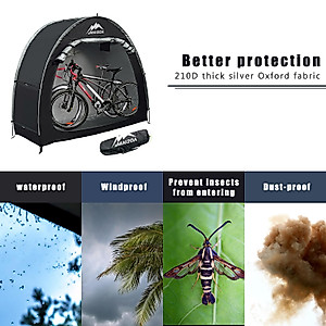MAIZOA Outdoor Bike Covers Storage Shed Tent,210D Oxford Thick Waterproof Fabric,outdoor aluminum alloy bracket bicycle storage shed, neat tent bicycle cover (L-BLACK)