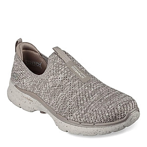 Skechers Women's GO Walk 6 Textured Knit Sneaker, Taupe, 7