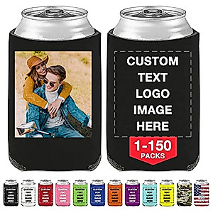 Custom Can Sleeve Beer Coolers 1-150pcs Bulk Personalized Koozies Insulated Beverage Bottle Holder with Logo Image Text for Party Weddings Fishing Picnics
