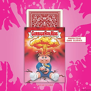 Garbage Pail Kids Premium Card Sleeves | 100 Card Protector Sleeves | 64mm x 89mm Sleeves Fit Standard Size Playing Cards & Collector Cards | Card Sleeve Back Artwork Featuring Adam Bomb Character