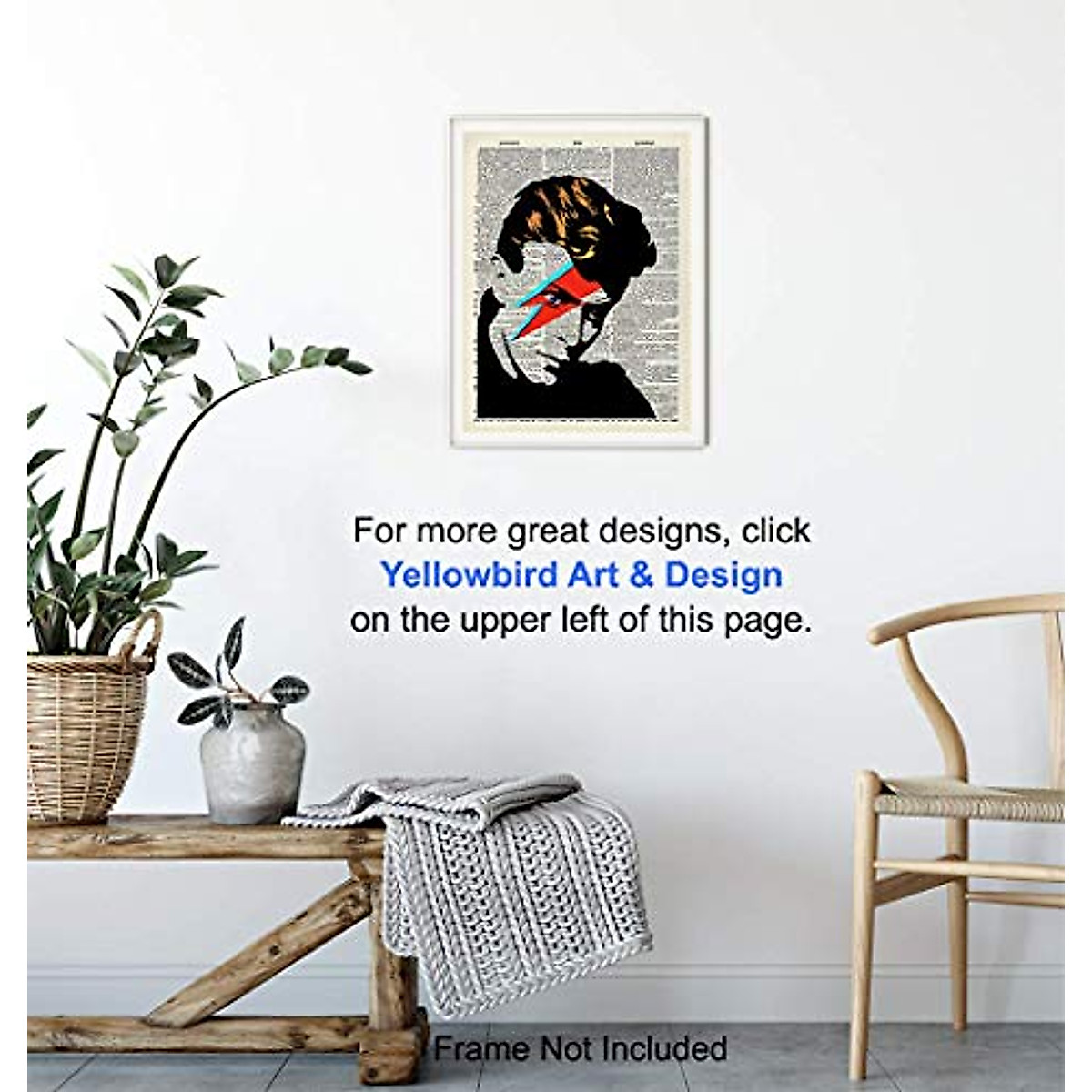 David Bowie Unframed Dictionary Wall Art Print - Great Gift for Rock n Roll Music Fans - Chic Home Decor - Ready to Frame (8x10) Photo - Ziggy Stardust