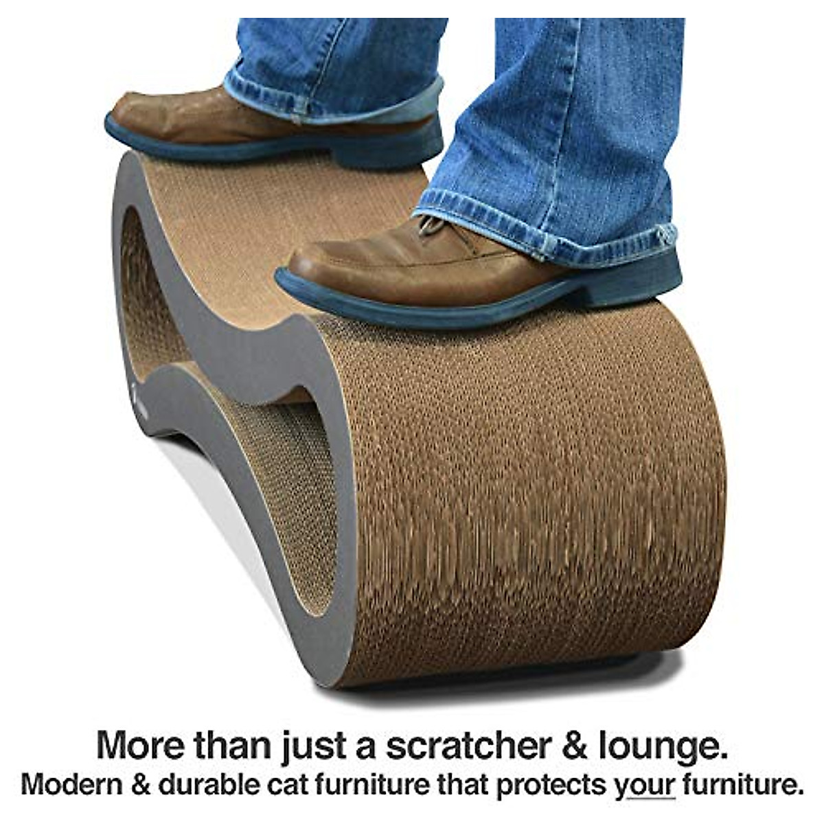 PetFusion Ultimate Cat Scratcher Lounge, Reversible Infinity Scratcher in Multiple Colors. Made from Recycled Corrugated Cardboard, Durable & Long Lasting