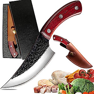 Balaweis Chef Knife 5 inch Professional Kitchen Boning Knife Sharp Blade Cutting Cooking Stainless Steel Knife Handmade Forged Hammered kitchen Knife Outdoor BBQ Portable travel Meat Cleaver
