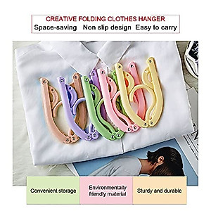 Clothes Hangers AEYTLOI 10pcs Colorful Travel Hangers with 1 Pack Clothesline, Portable Folding Coat Hangers Plastic Hangers, Travel Accessories Clothes Drying Rack for Travel