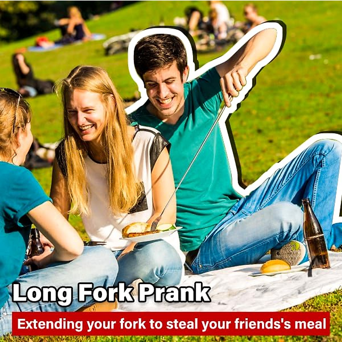 Chazcool Extendable Fork, Telescoping Fork, Extended Fork, Stainless Steel Retractable Fork, Fork Extender Long Fork, Extending Fork for Eating Dinner Fruit Dessert BBQ 8.7 to 25.4 Inch (1 pcs)