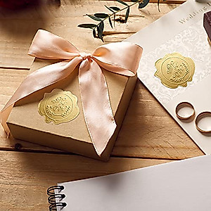 Whaline 500Pcs Gold Embossed Envelope Seals with Love Wax Looking Seal Wedding Stickers Self-Adhesive Envelope Label Foil Stickers for Baby Shower Invitation Party Favor Gift Packaging Greeting Card