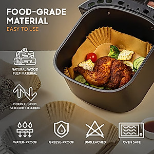 Air Fryer Disposable Paper Liner 125Pcs Square Parchment Paper Liners 8In Non-stick Unbleached Water & Oil Proof Airfryer liners for Microwave Oven baking & cooking