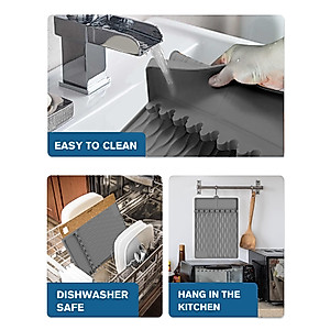 Kitchen Silicone Utensil Rest, Spoon Rest for Stove Top, Kitchen Utensil Holder with Drip Pad, Kitchen Gadgets, Perfect for Placing for Spoons, Pot Lids, Spatulas, Utensils, Ladle, Tongs -Gray