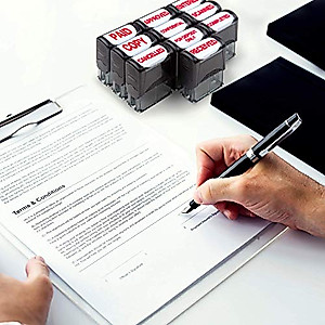 Self Inking Rubber Stamp, Refillable Red Ink Preinstalled - (9/16" x 1-1/2") (Scanned)