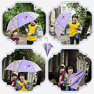 Daaupus Purple Butterfly Pattern Children's Backpack Children's Umbrella Set