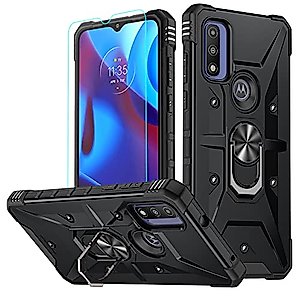Vecomelo for Moto G Play 2023 Case with HD Screen Protector, [Military Grade] 16ft. Drop Tested Cover with Magnetic Kickstand Car Mount Protective Case for Motorola G Play 2023, Black