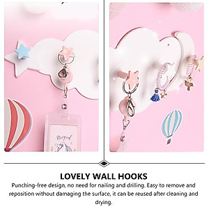 Unomor 2pcs Star Moon Hook Entryway Organizer Cute Wall Hooks Coat Hanger Wall Mount Coat Hooks Bathroom Hooks Towels Small Sticky Hooks Towel Rack White The Clouds Nightgown Plastic