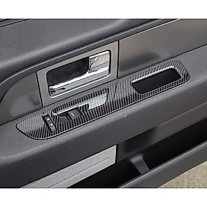 Voodonala for 2009-2014 Ford F150 ABS Carbon Fiber Window Lift Switch Trim Accessories 4pcs