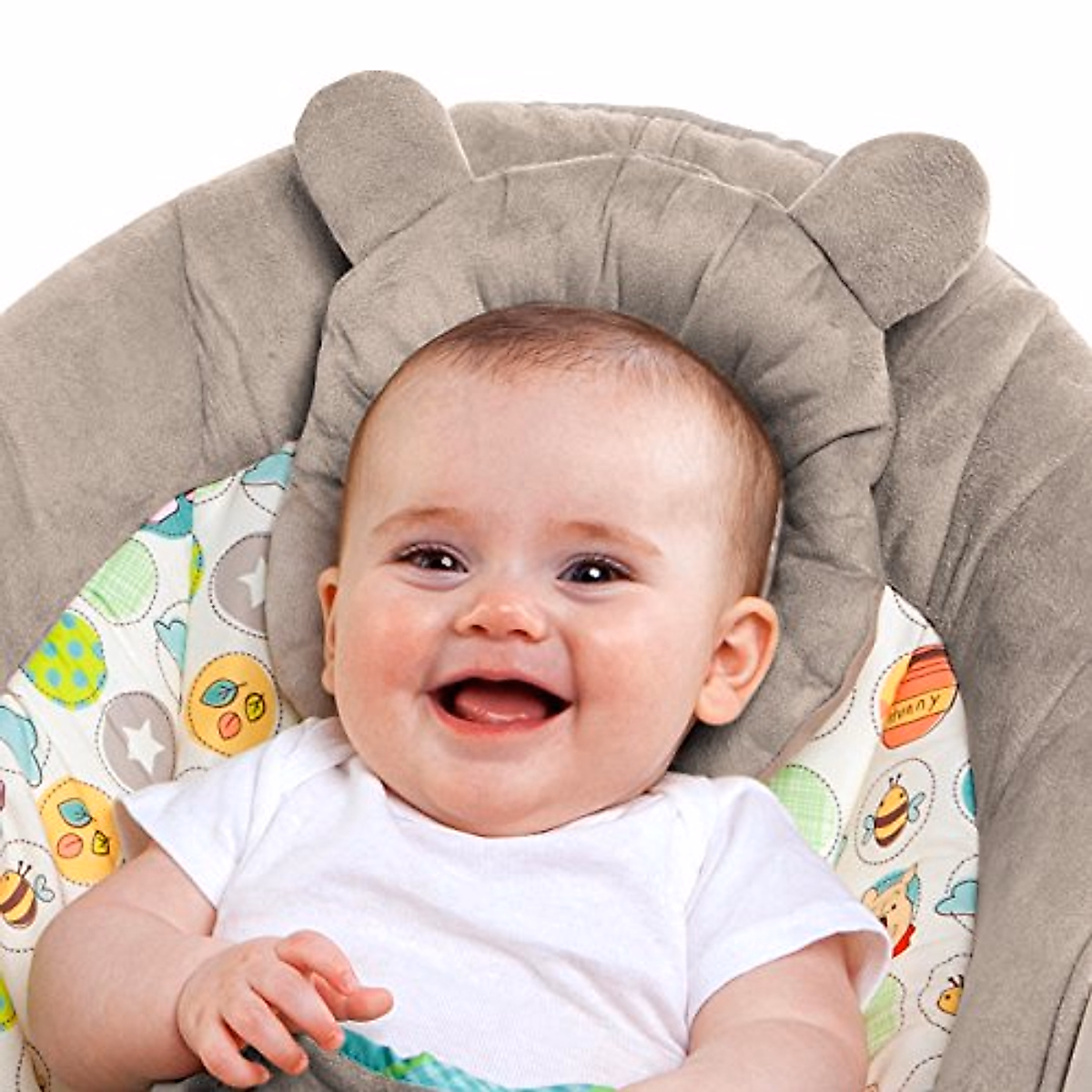 Bright Starts Winnie the Pooh Dots & Hunny Pots Baby Bouncer with Vibrating Infant Seat, Music & 3 Playtime Toys, 23x19x23 Inch